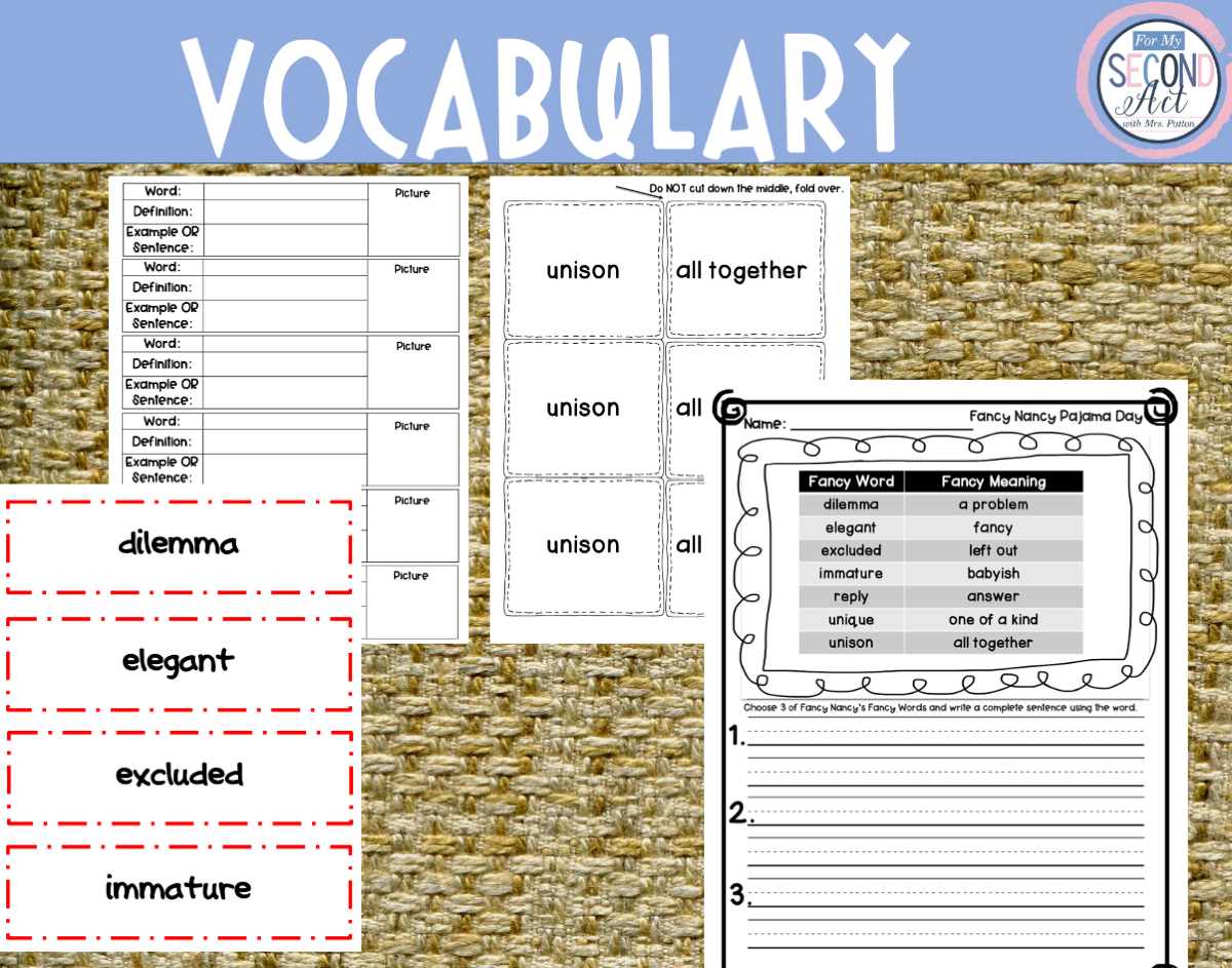 Fancy Nancy Activities - For My Second Act